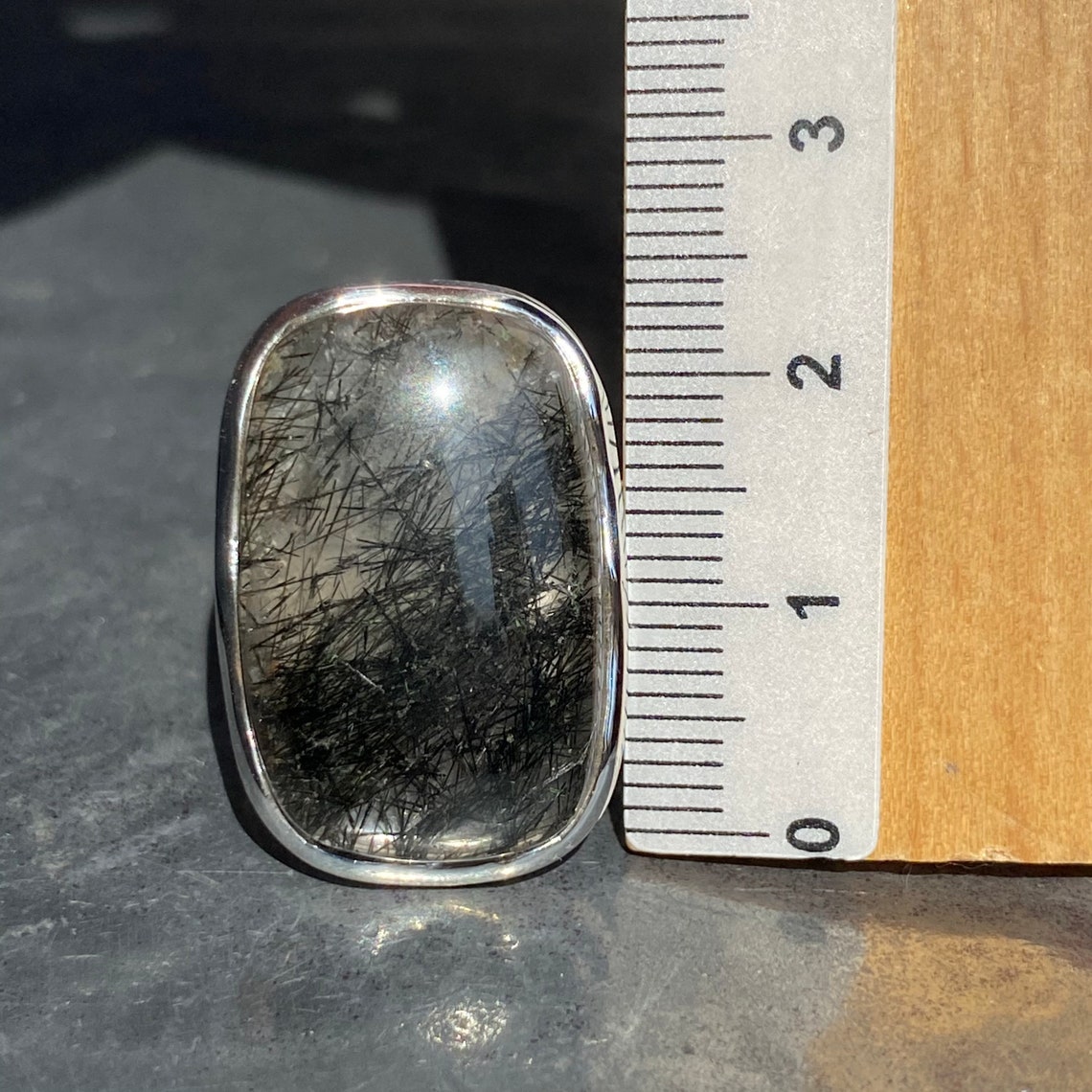 Tourmalinated Quartz Ring Rectangle Tourmaline Quartz Ring - Etsy