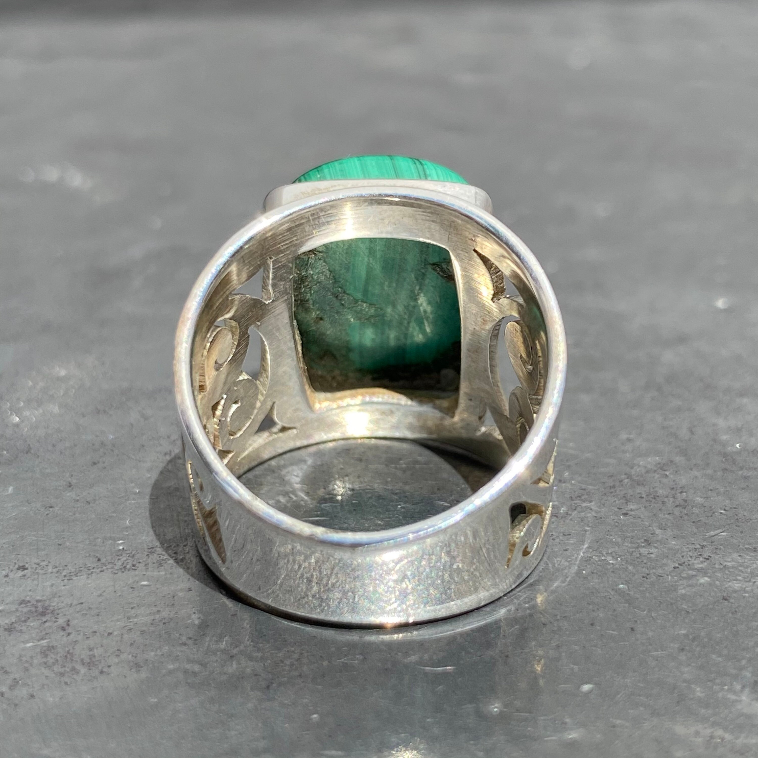 Malachite Ring Silver Malachite Ring Filigree Band - Etsy Australia