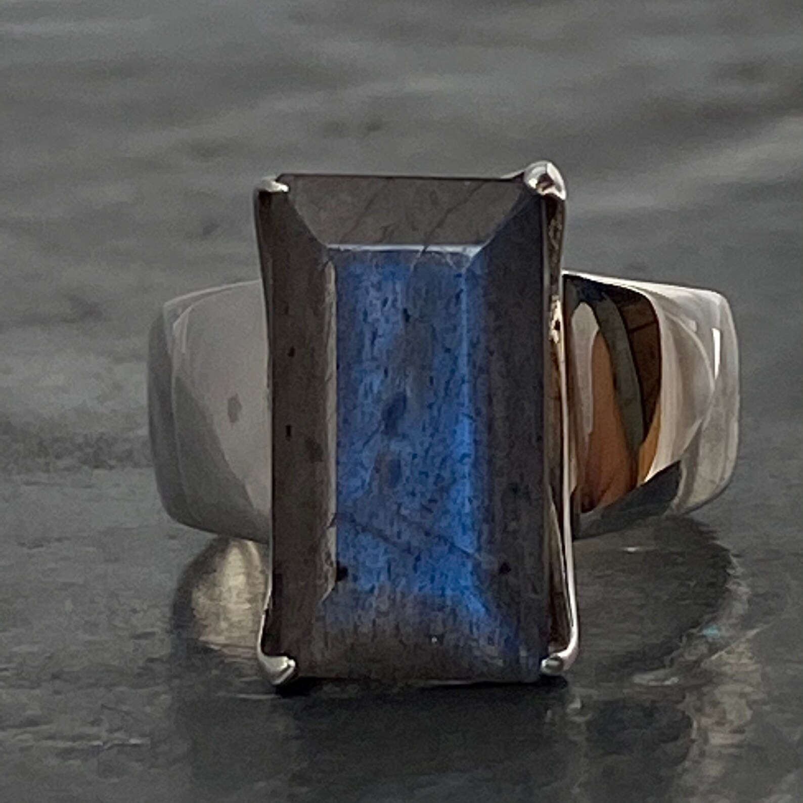 Labradorite Ring - Faceted Labradorite Ring Size U.K. N 1/2, US - 7, EU ...
