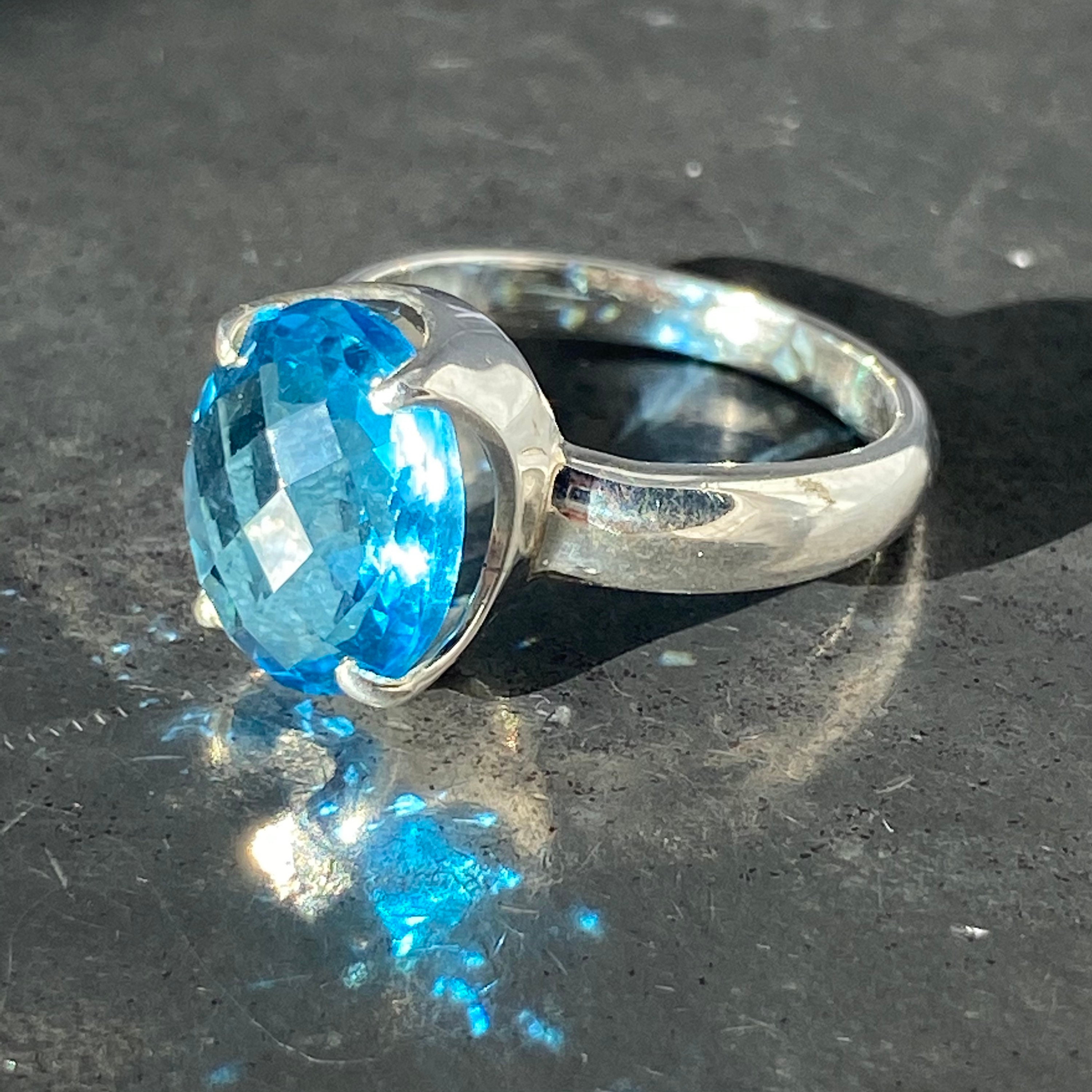 Anillo de topacio azul azul anillo de topacio azul suizo | Etsy