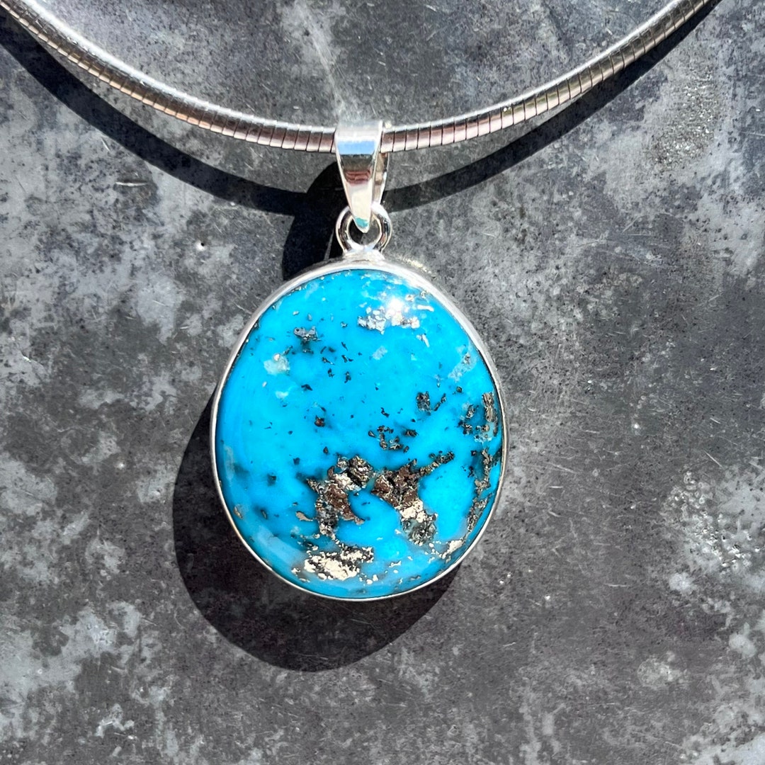 Turquoise Pendant Blue Turquoise Pendant Natural Large Turquoise ...