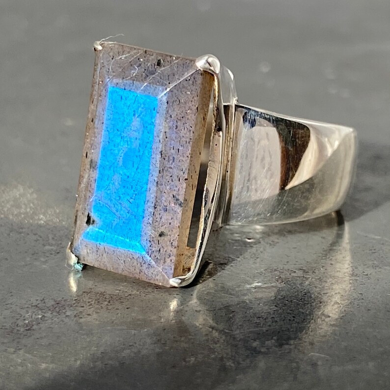 Labradorite Ring faceted labradorite ring size U.K. N 1/2 | Etsy