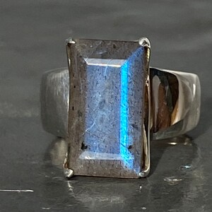 Labradorite Ring - Faceted Labradorite Ring Size U.K. N 1/2, US - 7, EU ...