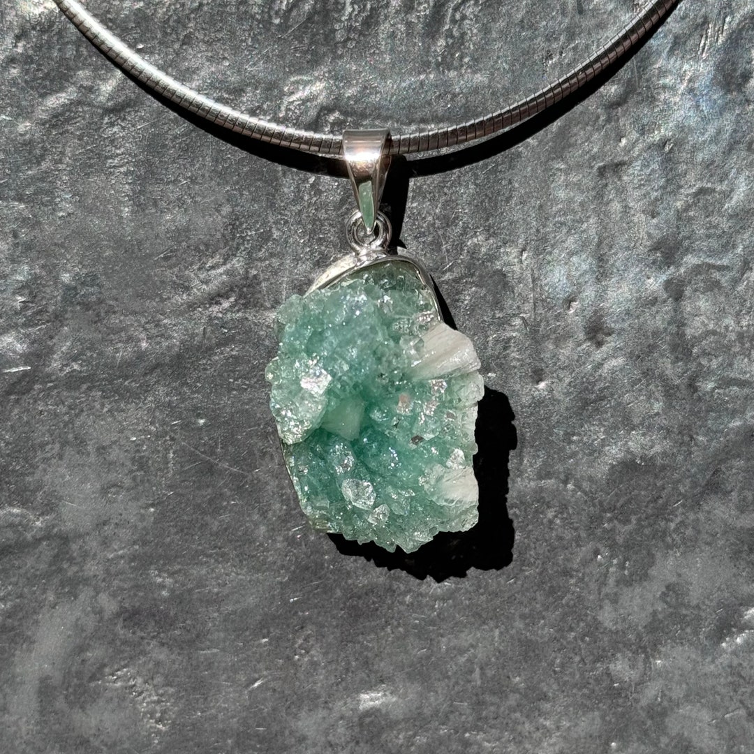 Apophyllite Pendant - Green Apophyllite Pendant - Natural Apophyllite ...