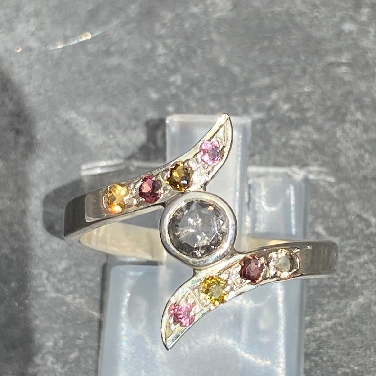 Diamond Ring Salt and Pepper Diamond Ring With Multi Colour | Etsy