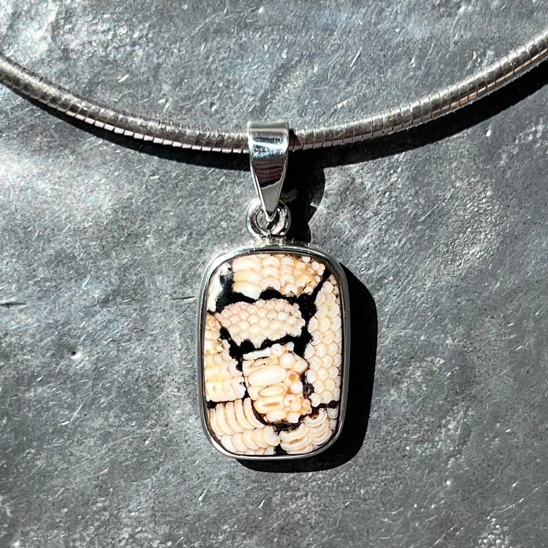 Snake Skin Stone Pendant - Snake Skin Jasper Pendant - Fossil Wrasse ...