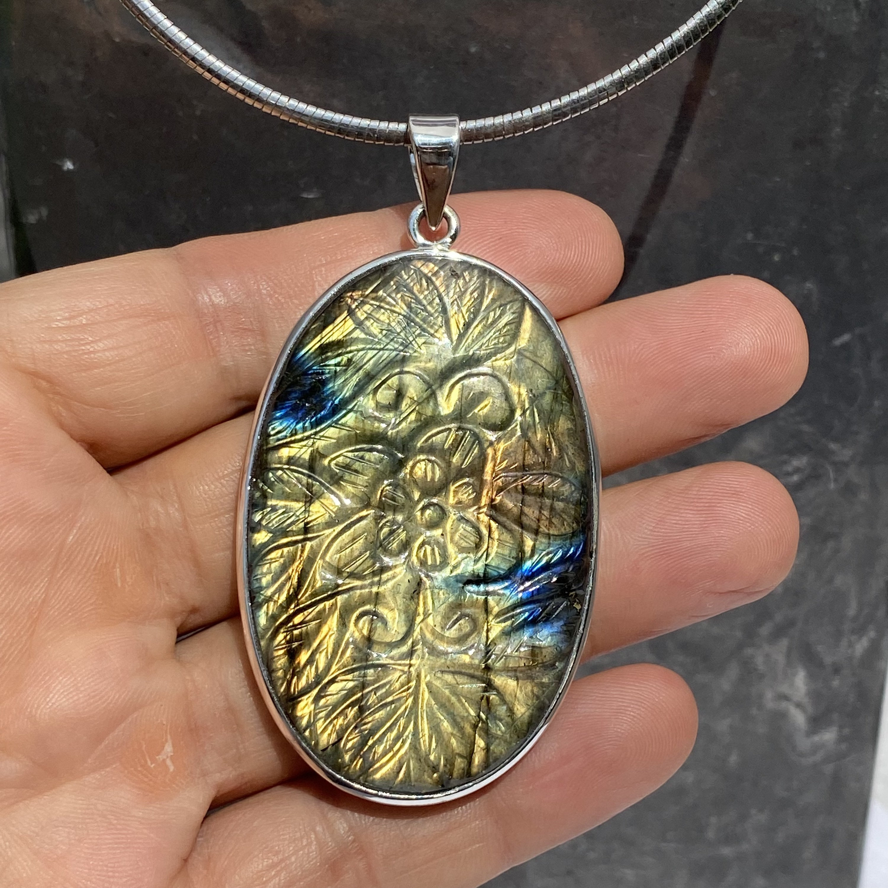 Labradorite pendant Hand carved Labradorite pendant | Etsy