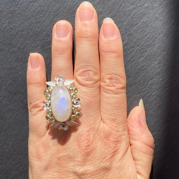 Large Moonstone Ring - Etsy