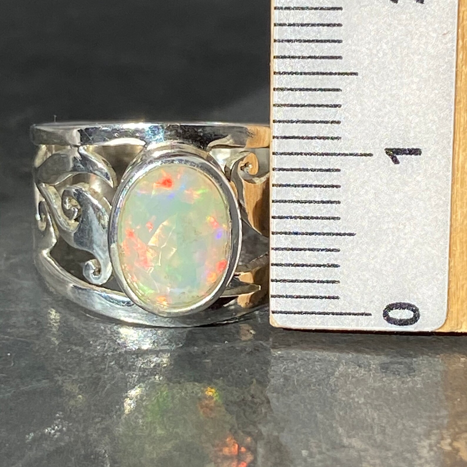 Opal Ring Welo Opal Ring Filigree Design Faceted Opal Ring | Etsy
