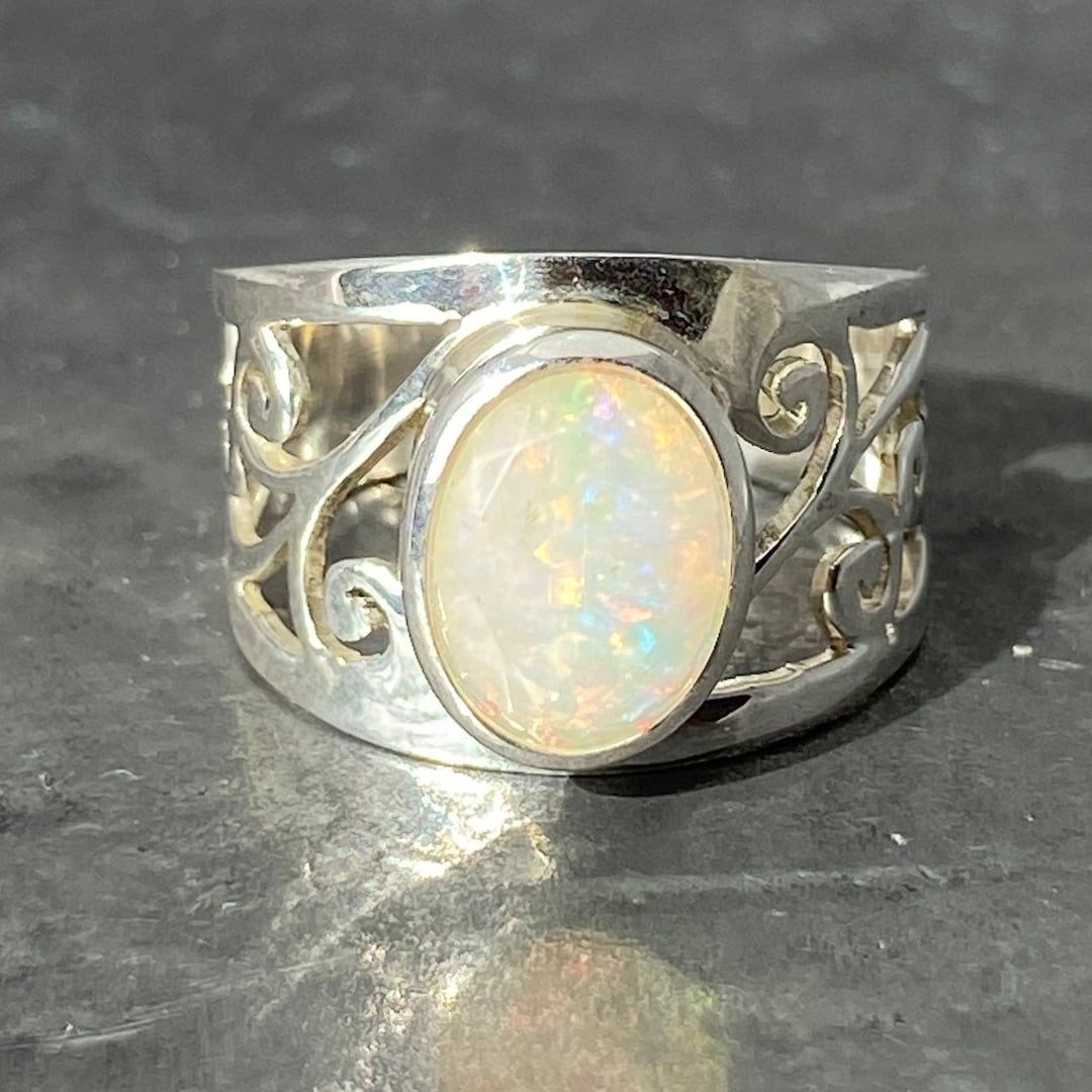 Opal Ring Welo Opal Ring Filigree Design Faceted Opal Ring - Etsy