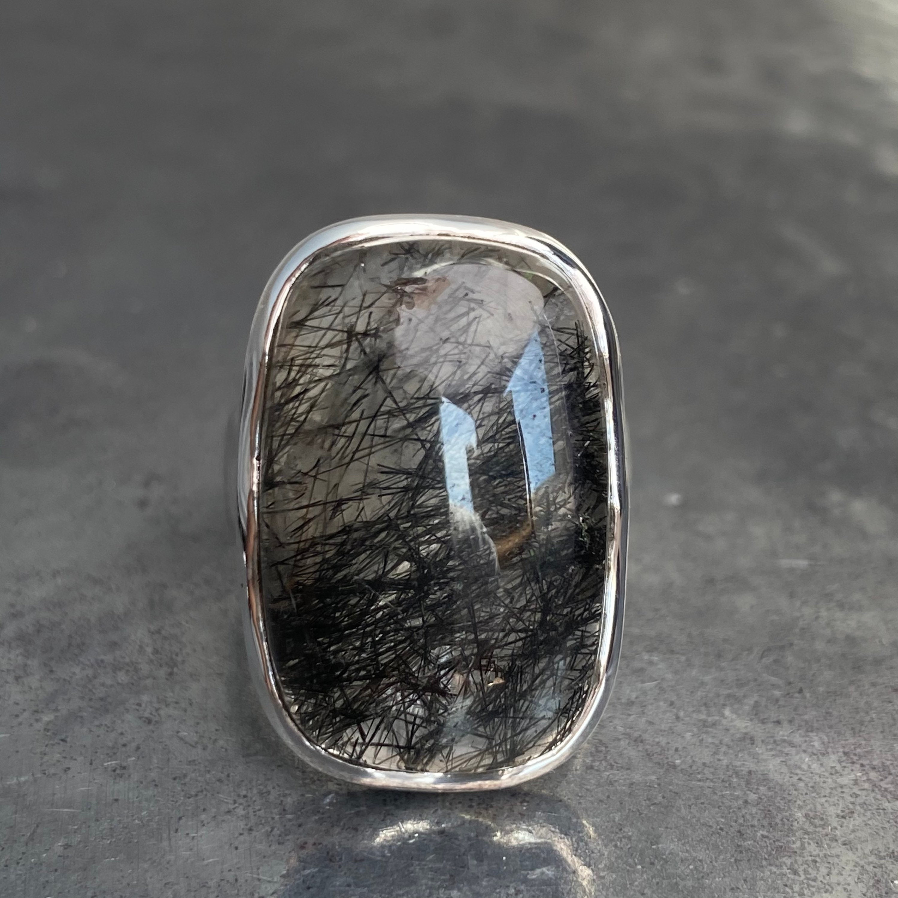 Tourmalinated Quartz Ring Rectangle Tourmaline Quartz Ring - Etsy