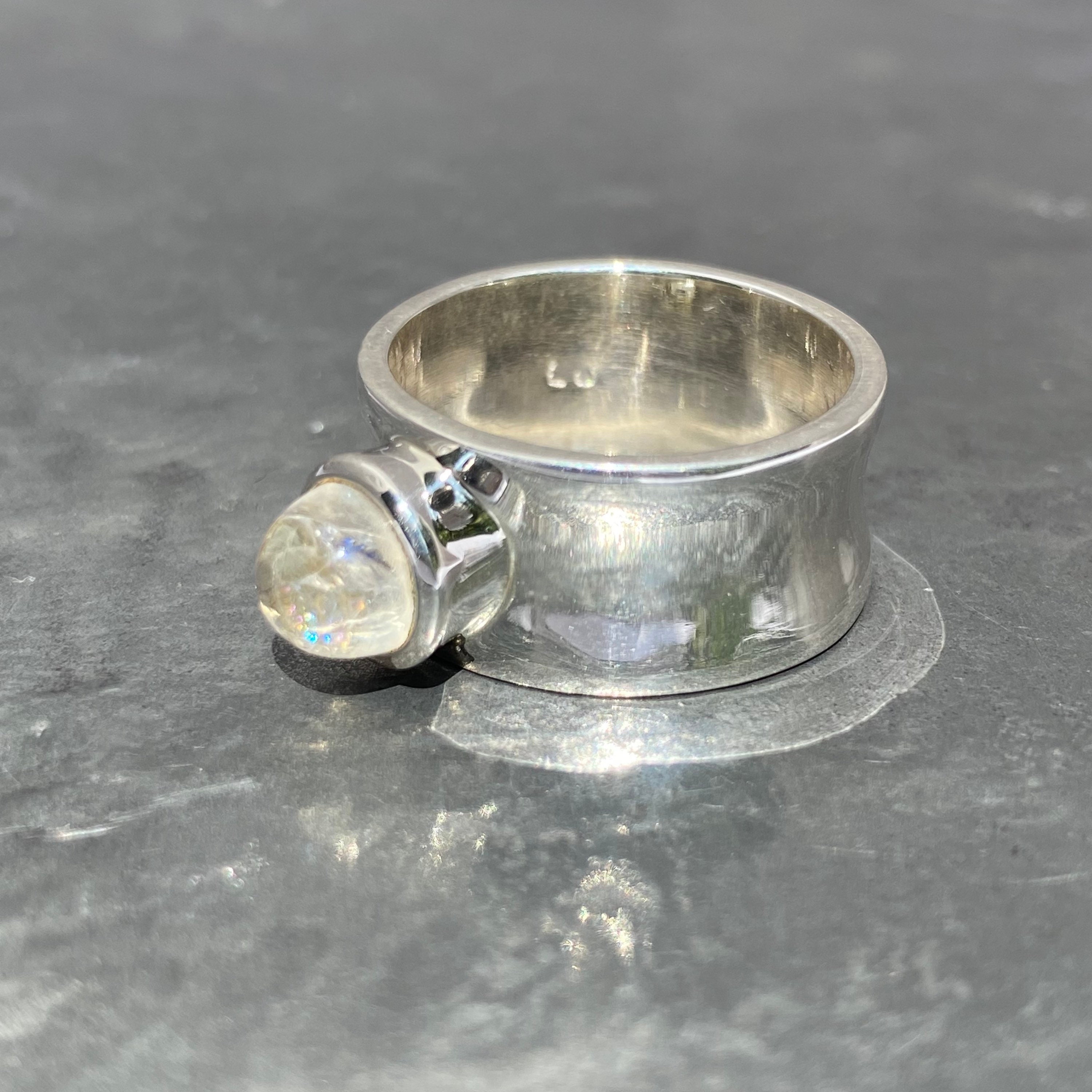 Moonstone ring rainbow moonstone ring with thick chunky | Etsy