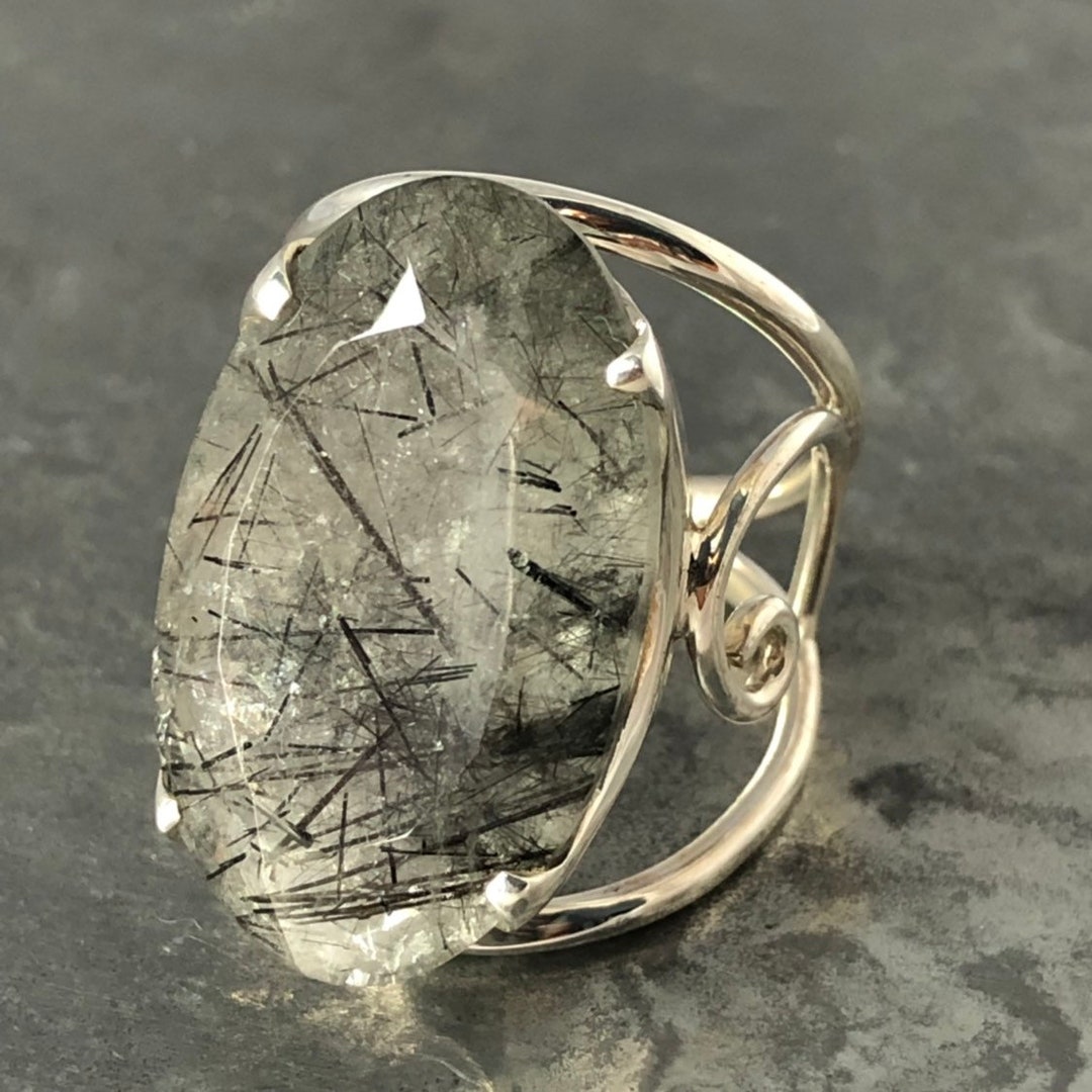 Tourmalinated Quartz Ring - Designers Black Tourmalinated Quartz ...
