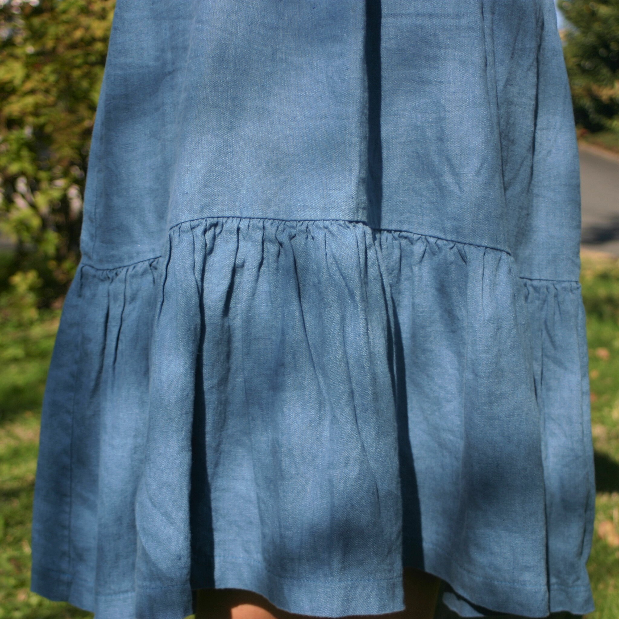 Linen Blue Dress BORA, Natural Clothing, Dress With a Ruffle, Dress ...