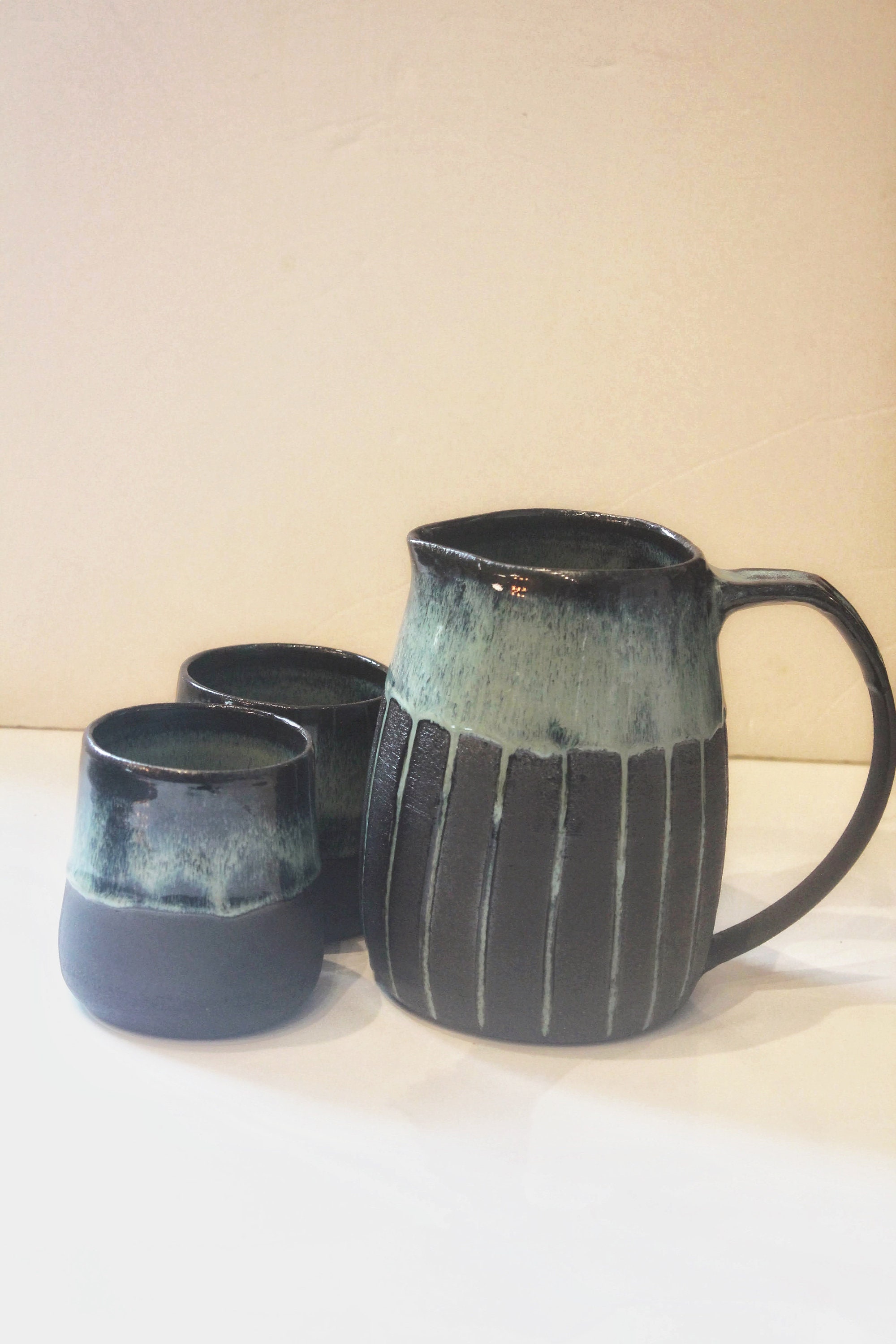 Ceramic Watering Can With Two Cups. Ceramic Water Pitcher - Etsy