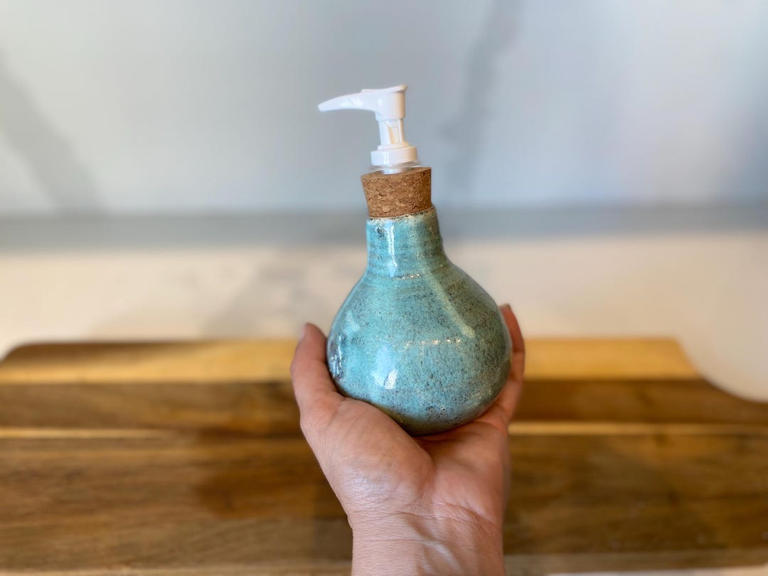 Handmade Ceramic Soap Dispenser: Small Turquoise Pottery Dispenser - Etsy