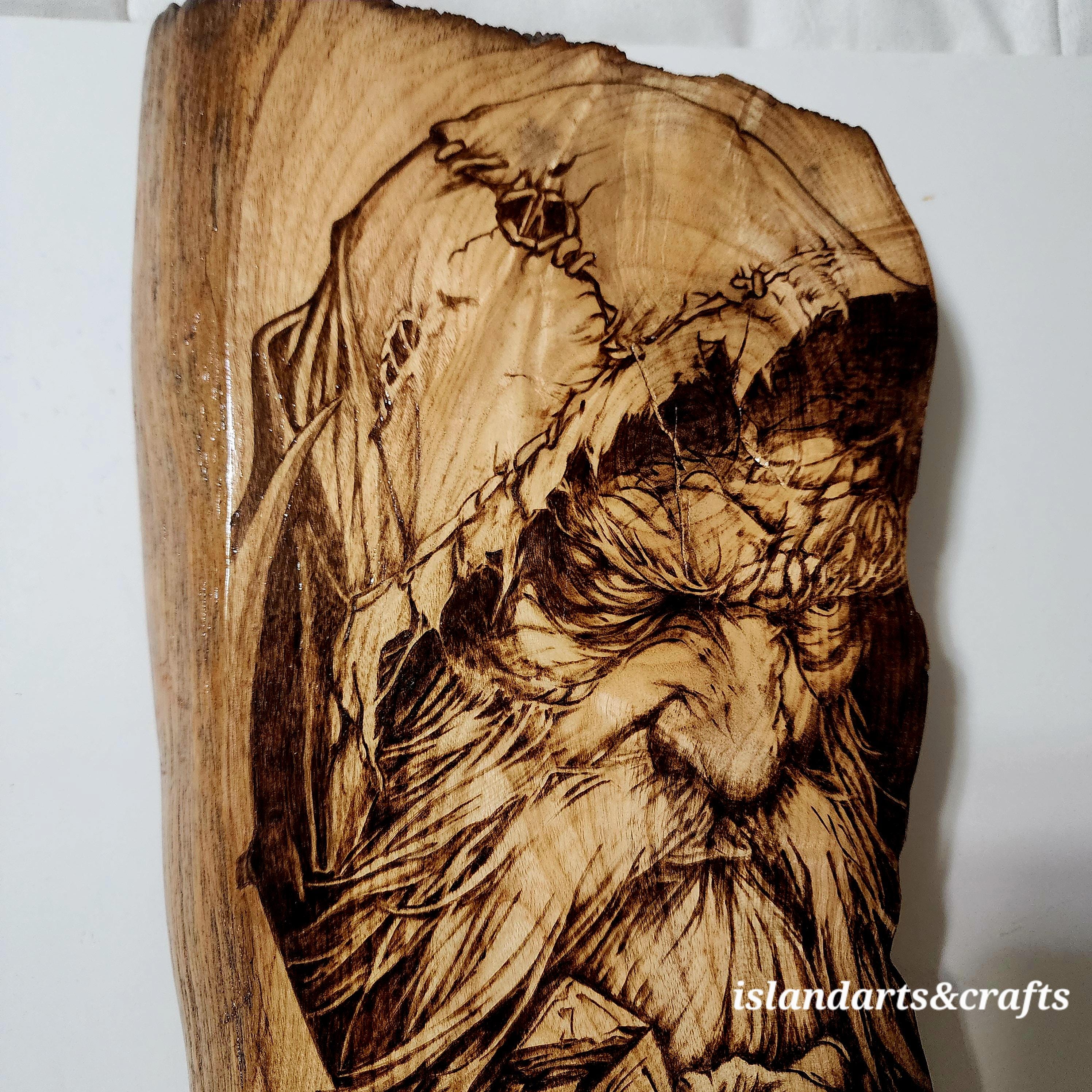 Woodburned Viking Art, Handmade Pyrography Ash Wood Wall Hanging - Etsy