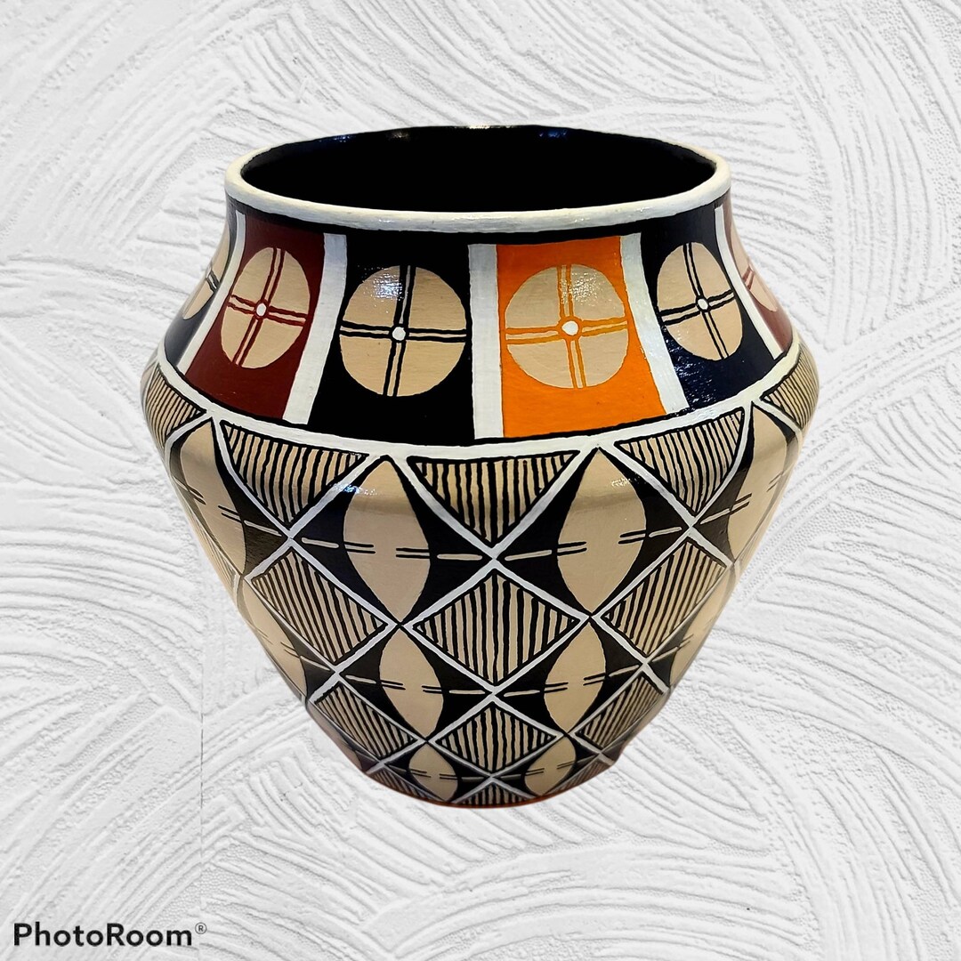 Wooden "southwestern-style Pottery" Vase, Southwestern Vase, Wood Vase ...