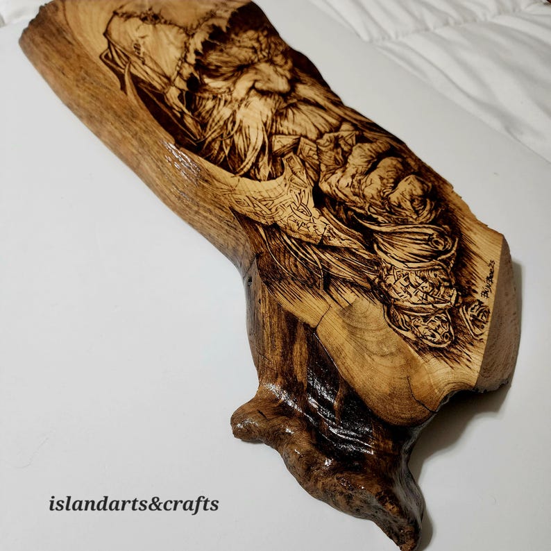 Woodburned Viking Art, Handmade Pyrography Ash Wood Wall Hanging - Etsy