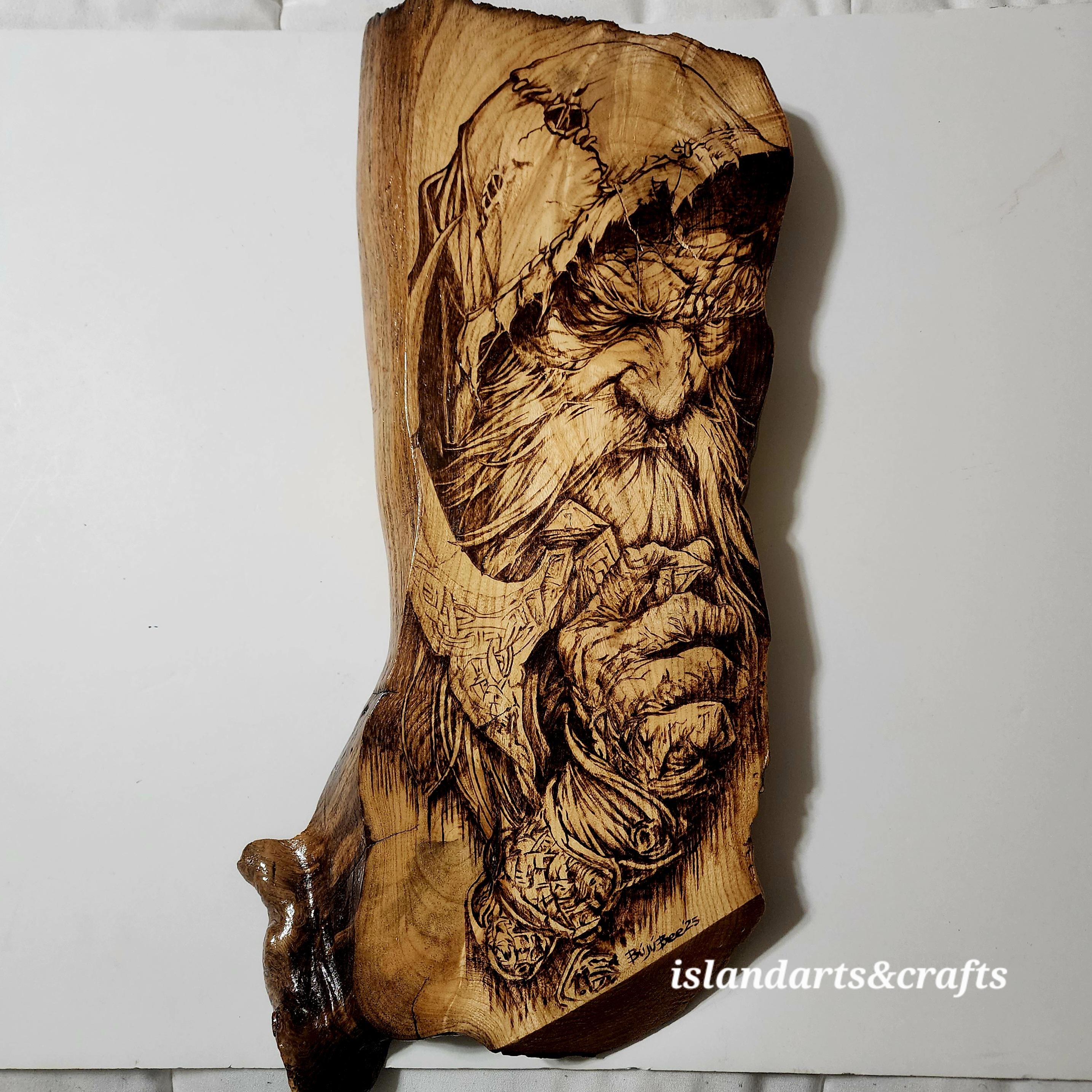 Woodburned Viking Art, Handmade Pyrography Ash Wood Wall Hanging - Etsy