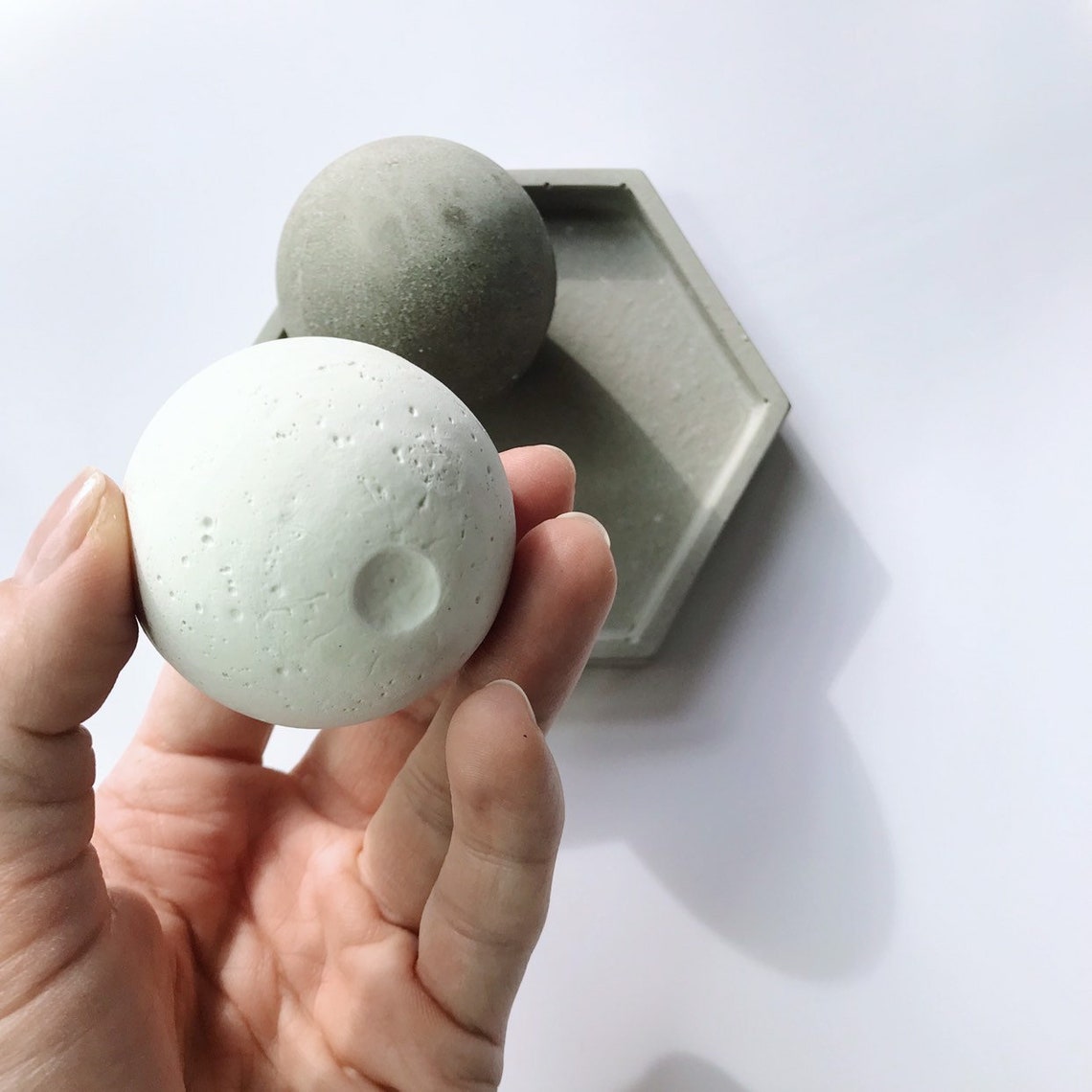 Concrete Sphere Paperweight // Concrete Desk Decoration // | Etsy