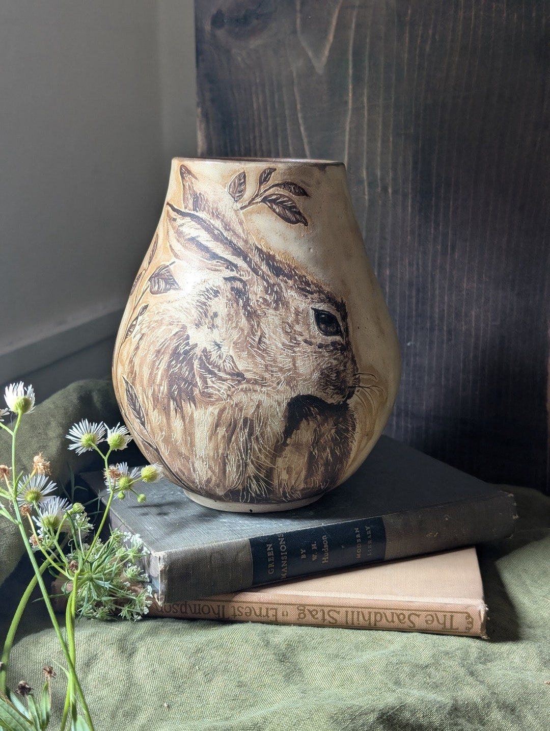 Shy Rabbit Vase Handmade Ceramic Vase Nature Art-heirloom Art - Etsy