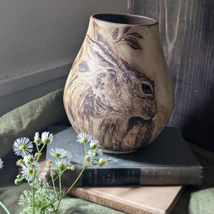 Shy Rabbit Vase Handmade Ceramic Vase Nature Art-heirloom Art - Etsy