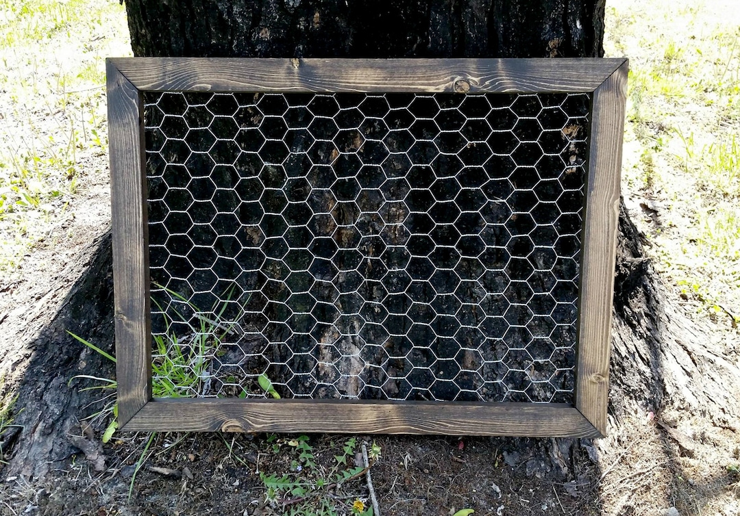 24in X 18in - Rustic Framed Chicken Wire. Bow Holder, Jewelry Organizer ...