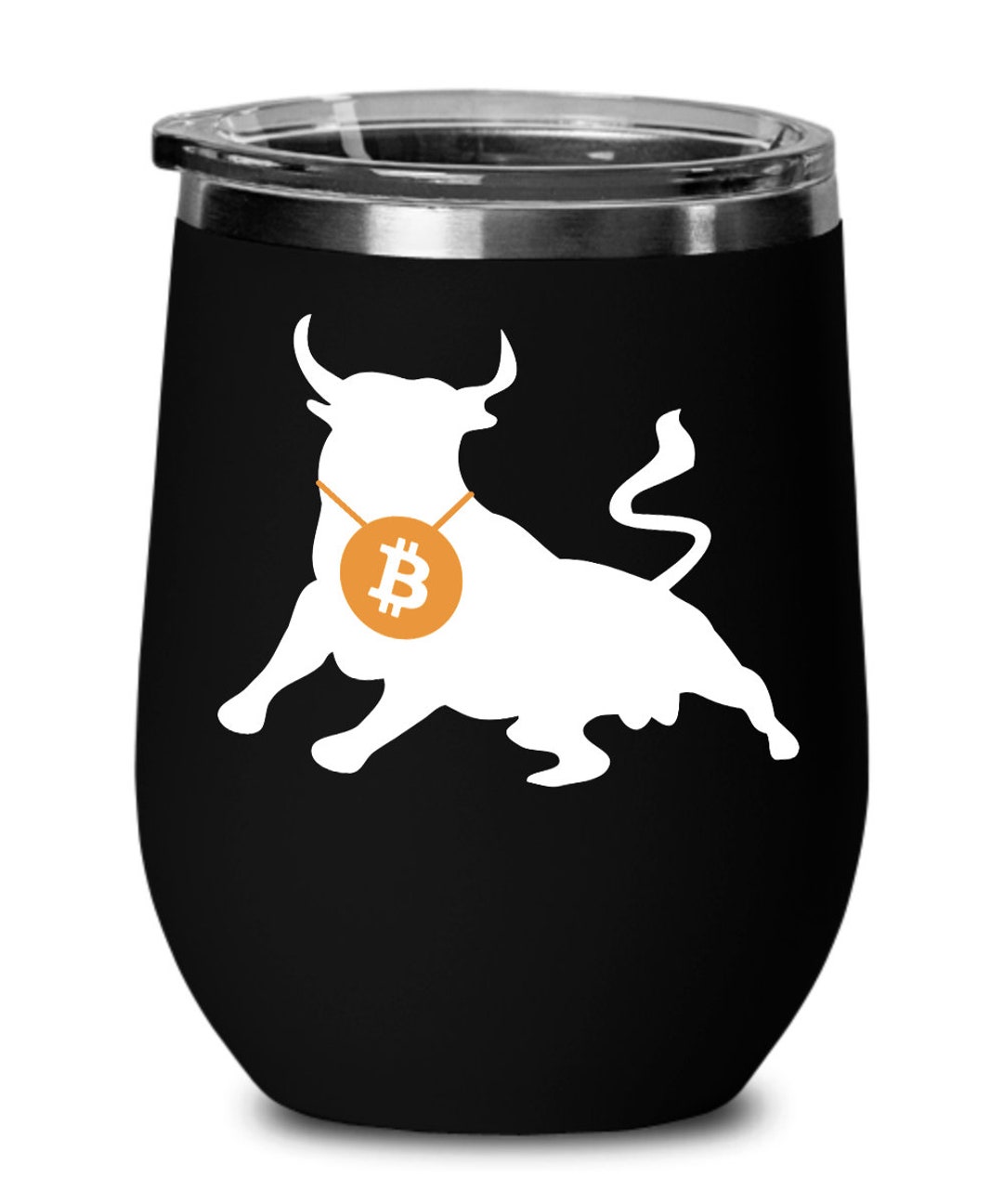Bitcoin Bull Travel Wine Tumbler Cup Funny Gift for Cryptocurrency Free ...