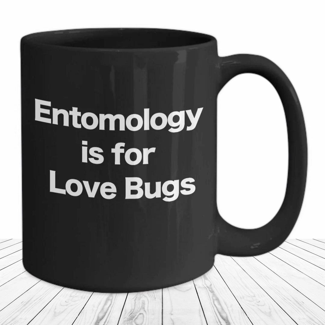Entomology Mug Insect Lover Black Ceramic Coffee Cup Funny Gift for Bug ...