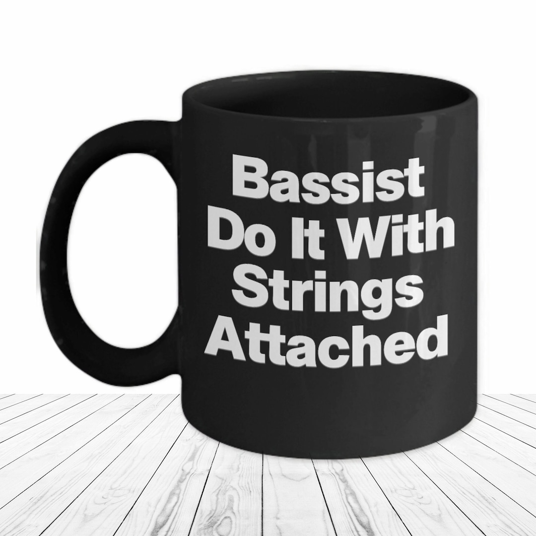 Bass Guitar Lover Mug Funny Bassist Black Coffee Cup Four Stringed ...