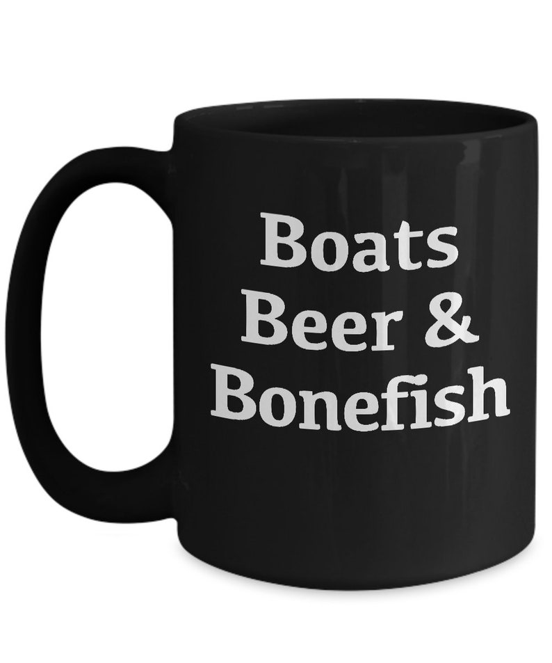 Bonefish Mug Black Coffee Cup Boats Beers Flats and Bone Fishing ...