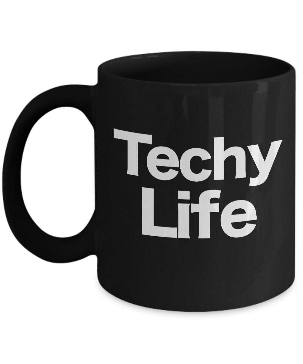 Techy Life Mug Black Coffee Cup Technology Based Digital Solutions Data ...