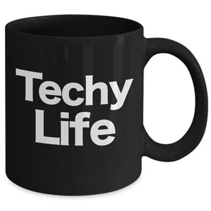 Techy Life Mug Black Coffee Cup Technology Based Digital Solutions Data ...