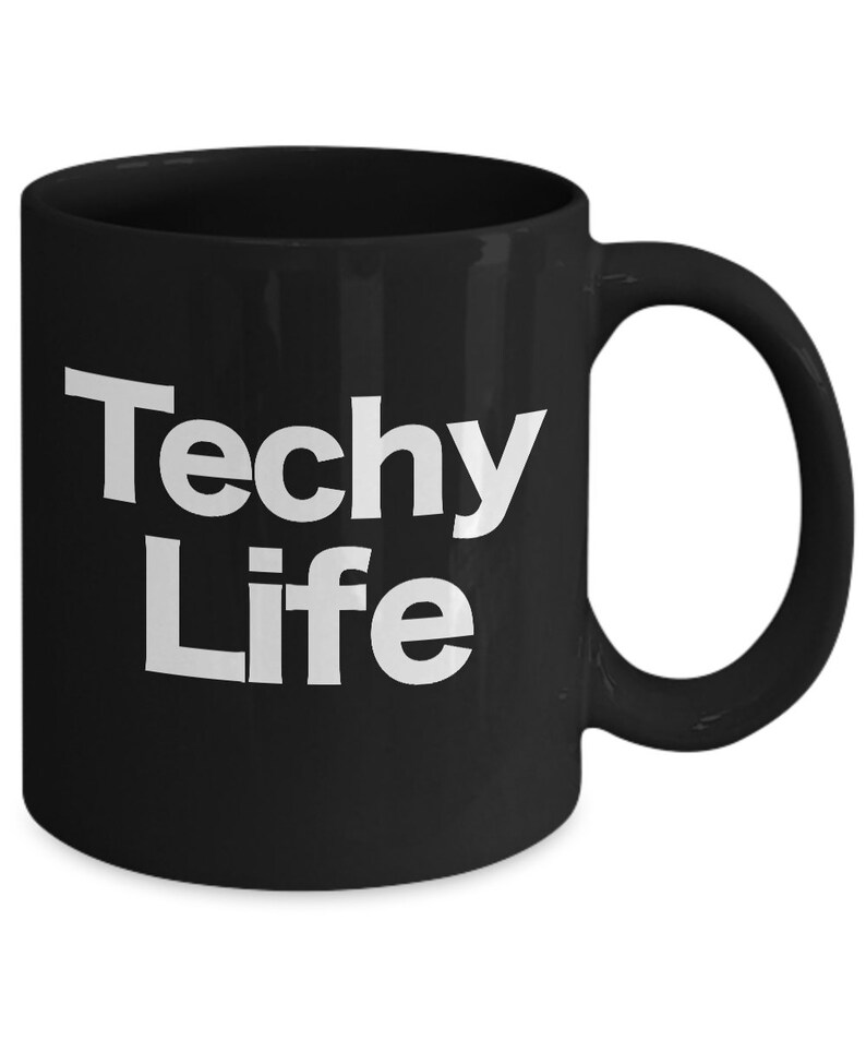 Techy Life Mug Black Coffee Cup Technology Based Digital Solutions Data ...