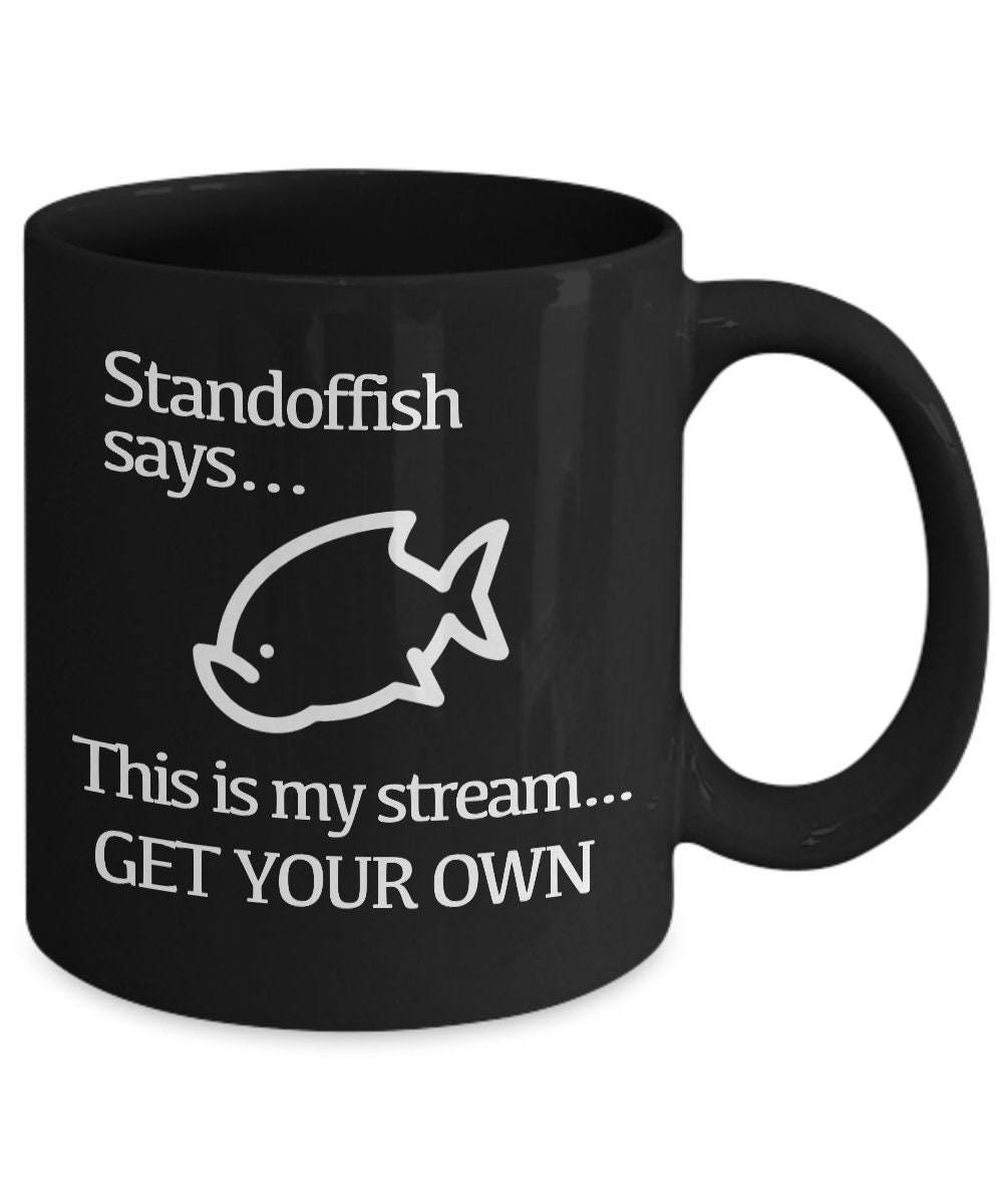 Fly Fishing Mug Black Coffee Cup Funny Gift for Curmudgeon Go Away Self ...