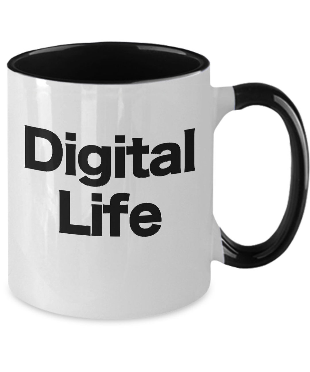 Digital Life Mug White Two Tone Coffee Cup Funny Gift for IT Tech ...