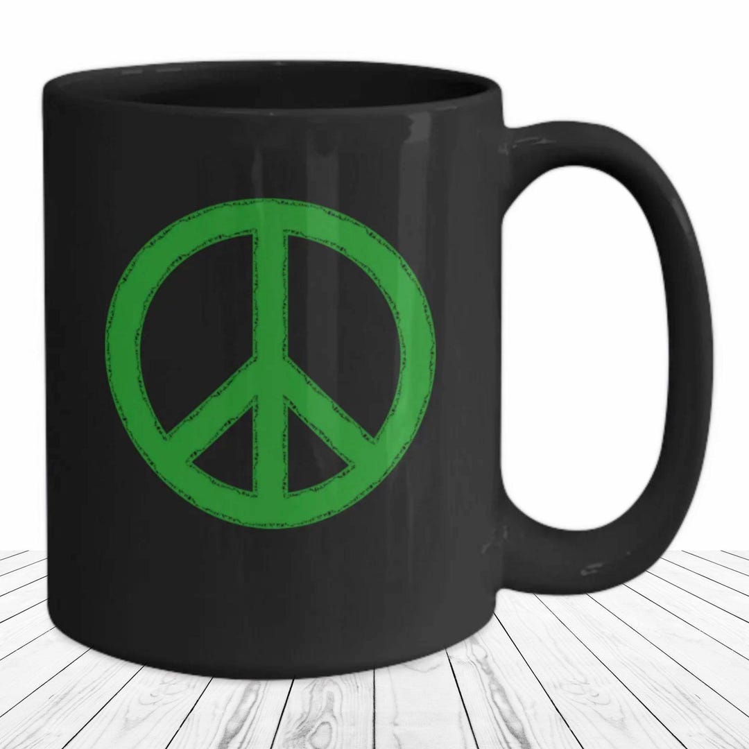 Peace Mug Green Peace Sign Black Coffee Cup Gift for Peace is My ...