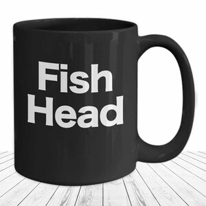 Fish Head Mug Fisherman Black Coffee Cup Funny Gift for Angler Fishing ...