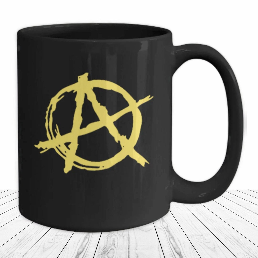 Ancap Gift Yellow Anarchy A Symbol Mug Anarchist Black Coffee Cup ...