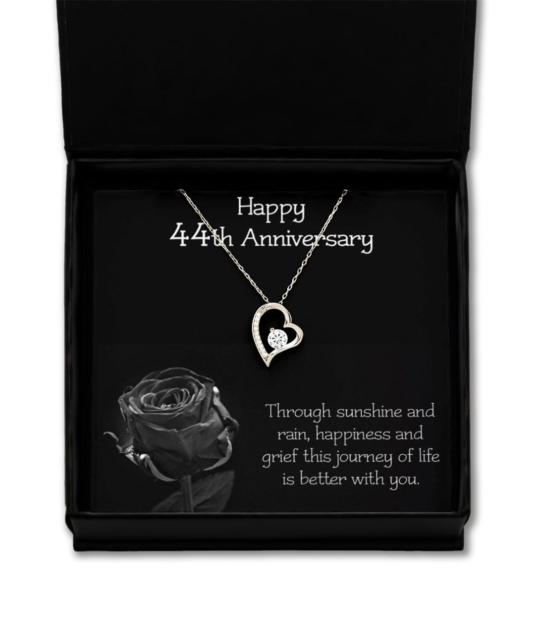 44th Anniversary Gift for Her Wedding Anniversary Silver Heart Necklace ...