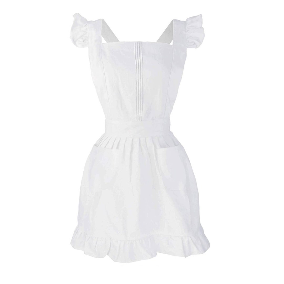 White Ruffled Bibed Apron Pinafore. White Costume Apron. Alice Apron - Etsy