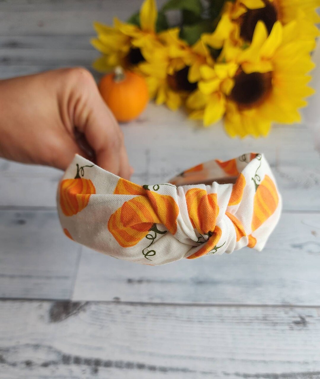 Fall Topknot Headbands for Women, Fall Theme, Pumpkin Yellow Plaid ...