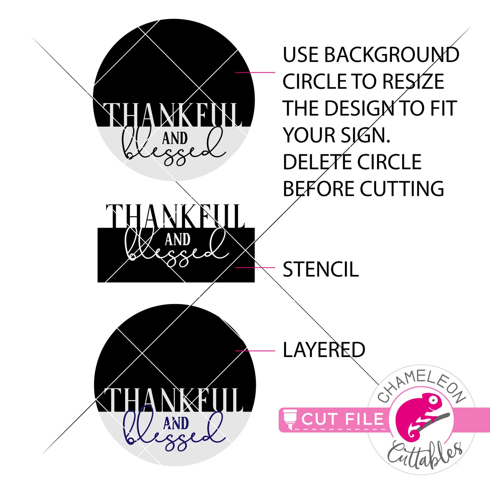 Thankful and Blessed Round Thanksgiving Design, for Circle Wood Sign ...