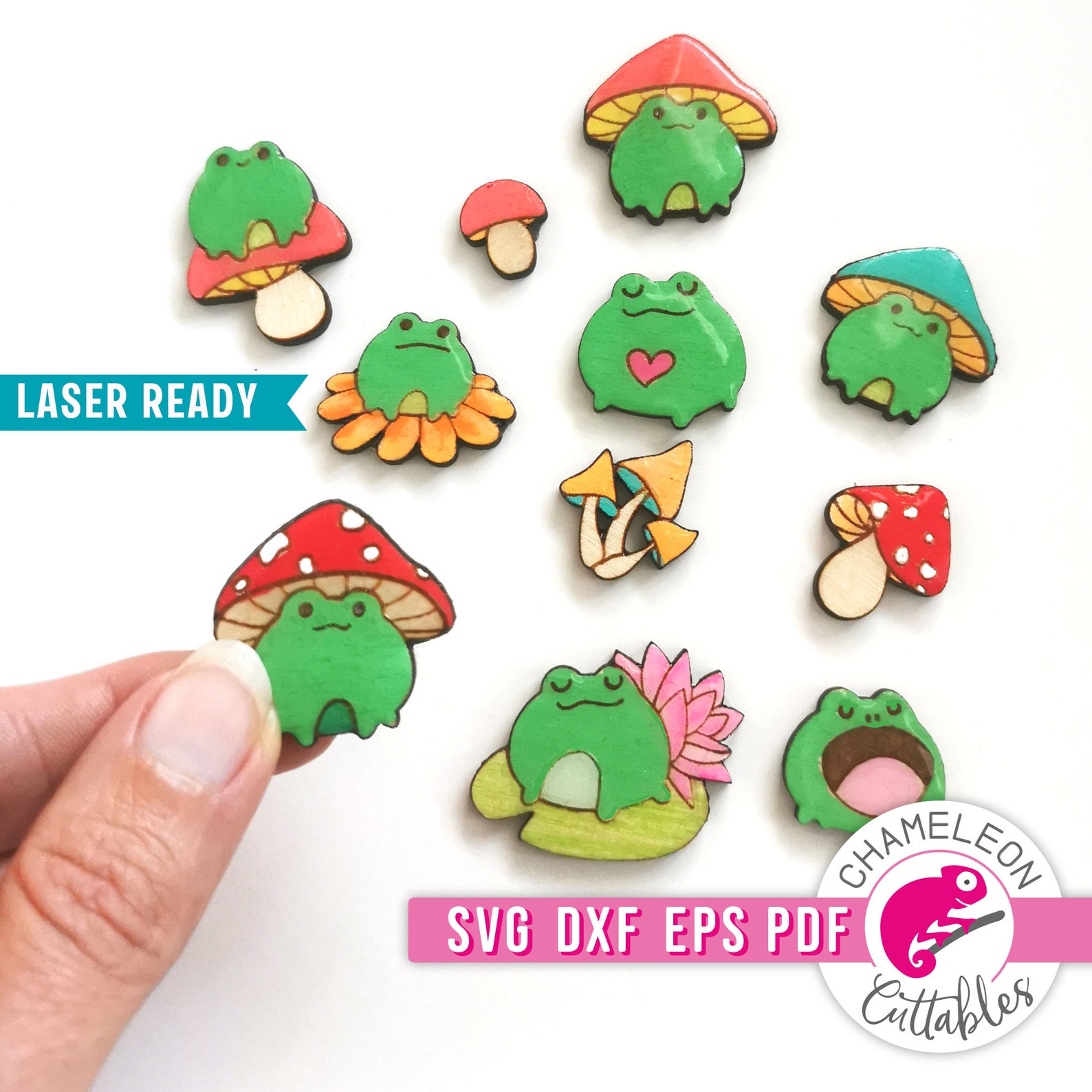 SVG, DXF, PDF, Eps Frog Pin Svg Bundle, Glowforge Wood Frog Mushroom ...