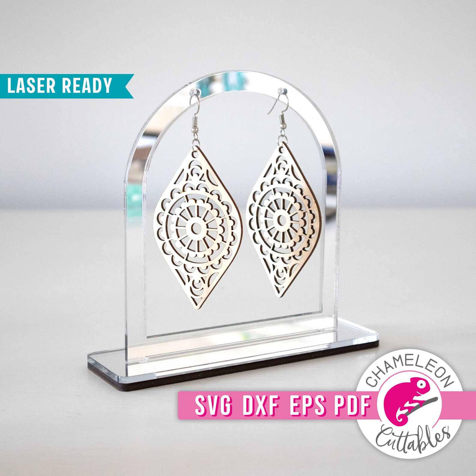 SVG, DXF, PDF, Eps Earring Display Rainbow Laser Svg, Glowforge Earring ...