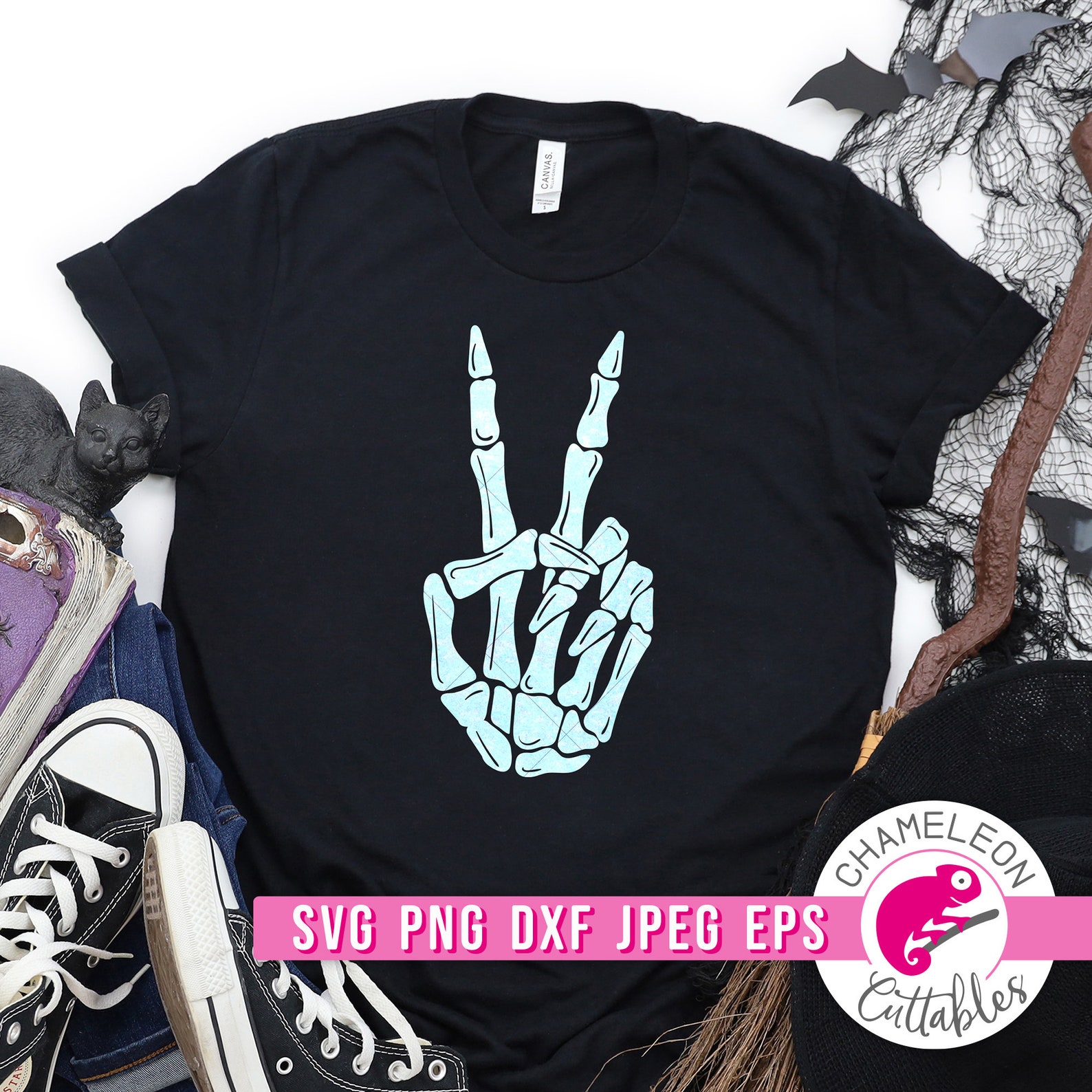 SVG, PNG, DXF, Jpeg, Skeleton Hand Peace Sign, Halloween Shirt Design ...