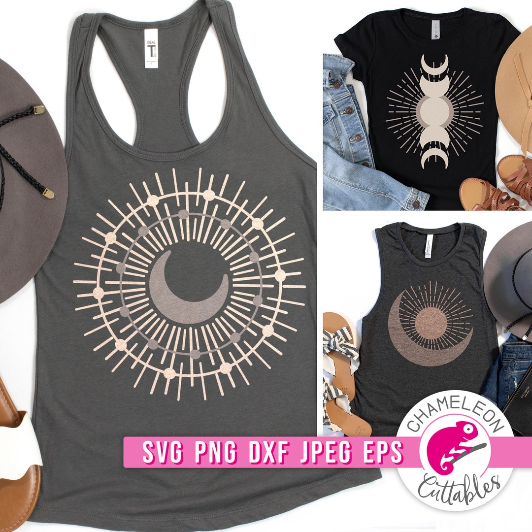 SVG, PNG, Dxf, Jpeg, Mystical Moon Svg Bundle, Moon Design, Moon Shirt ...