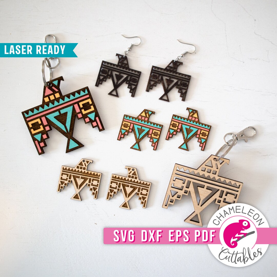 SVG, DXF, PDF, Eps Aztec Eagle Earring Laser Svg, Glowforge ...