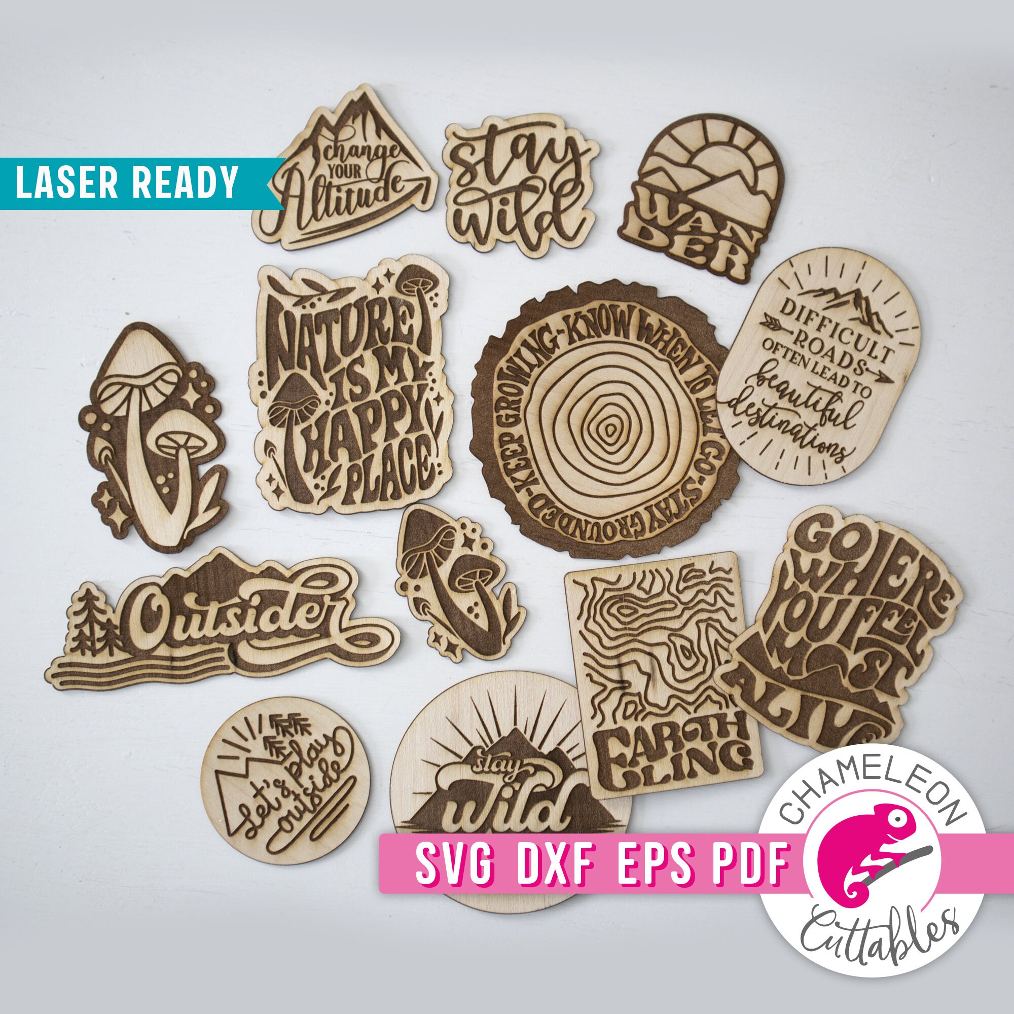 SVG, DXF, Pdf, Eps Nature Outdoor Wood Sticker Svg Bundle for Laser ...